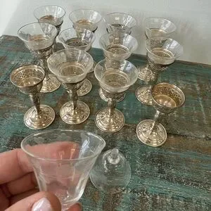 Dining | 12 Antique Aperitif Cordial Sterling Silver Glasses | Poshmark